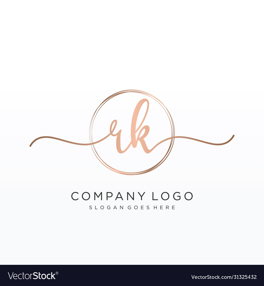 Rk initial handwriting logo design Royalty Free Vector Image