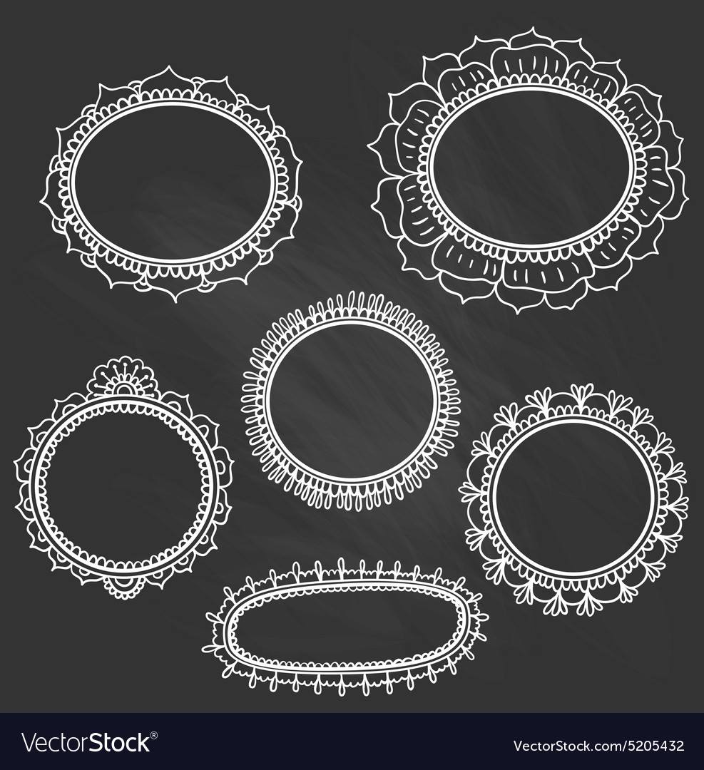 Set of doodle frames on the chalkboard Royalty Free Vector