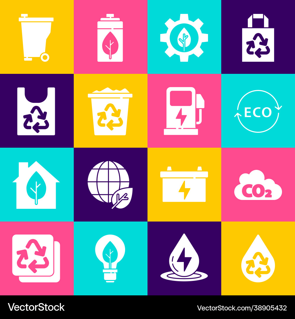 Set recycle clean aqua co2 emissions in cloud Vector Image