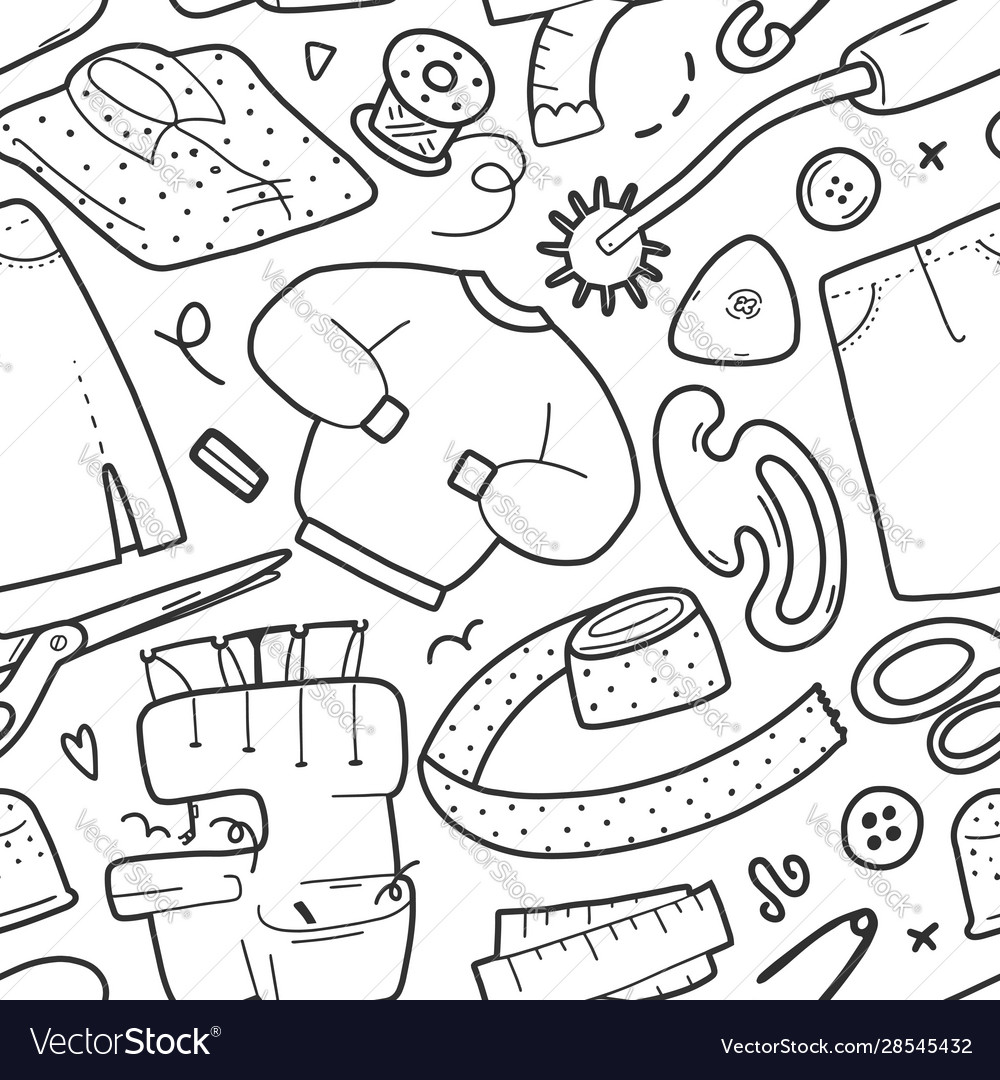 Sewing clothes seamless pattern simple Royalty Free Vector