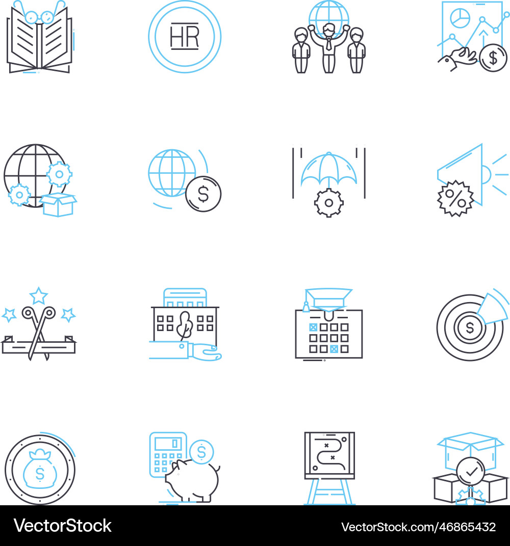 Trade regulation linear icons set competition Vector Image