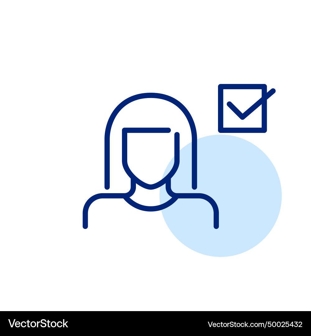 Woman user profile picture and check mark Vector Image