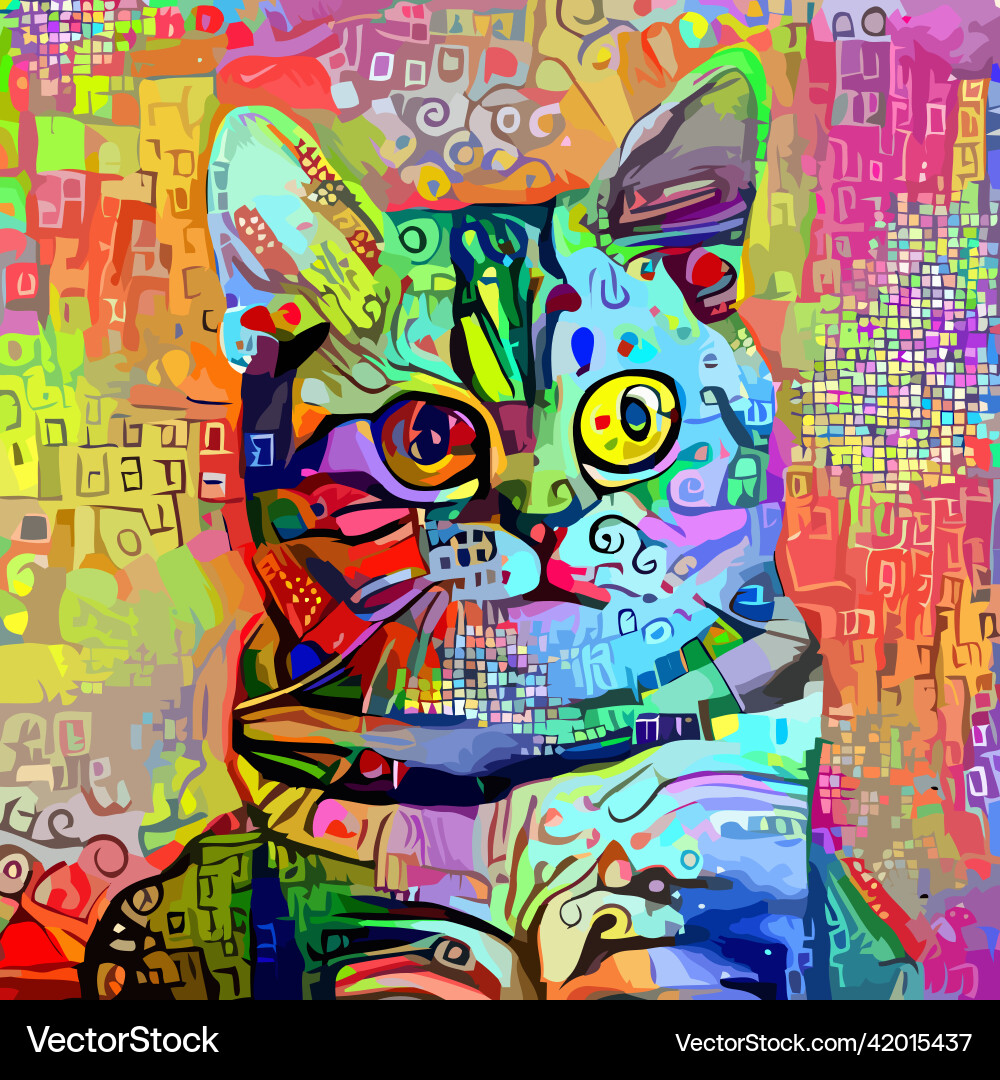 Artistic pet cat portrait painting Royalty Free Vector Image