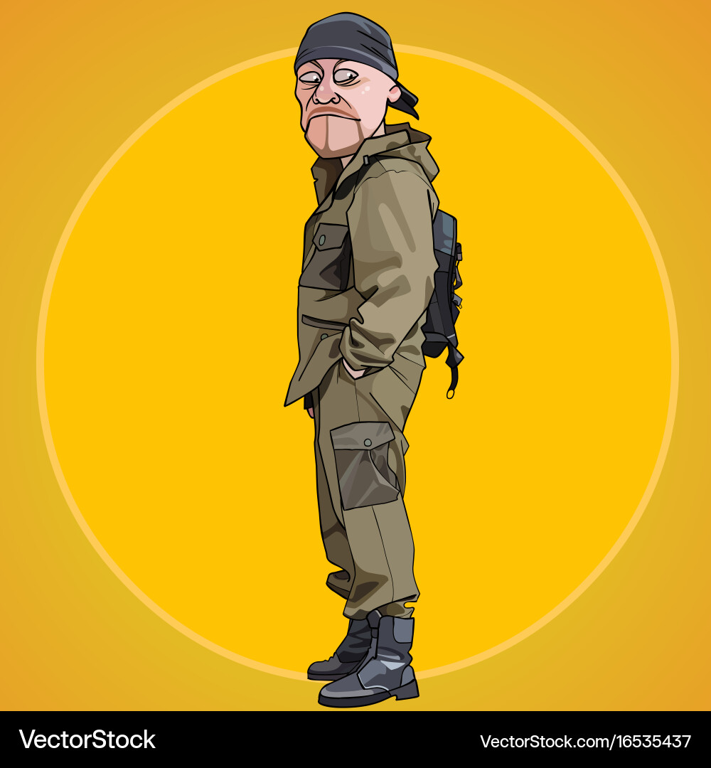 Cartoon serious man in a protective suit Vector Image