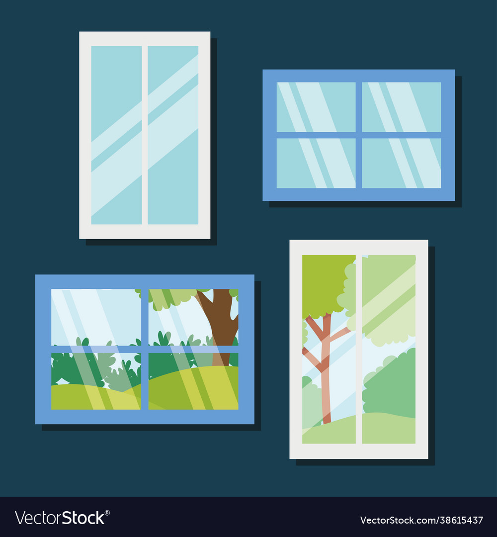 Closed windows set Royalty Free Vector Image - VectorStock