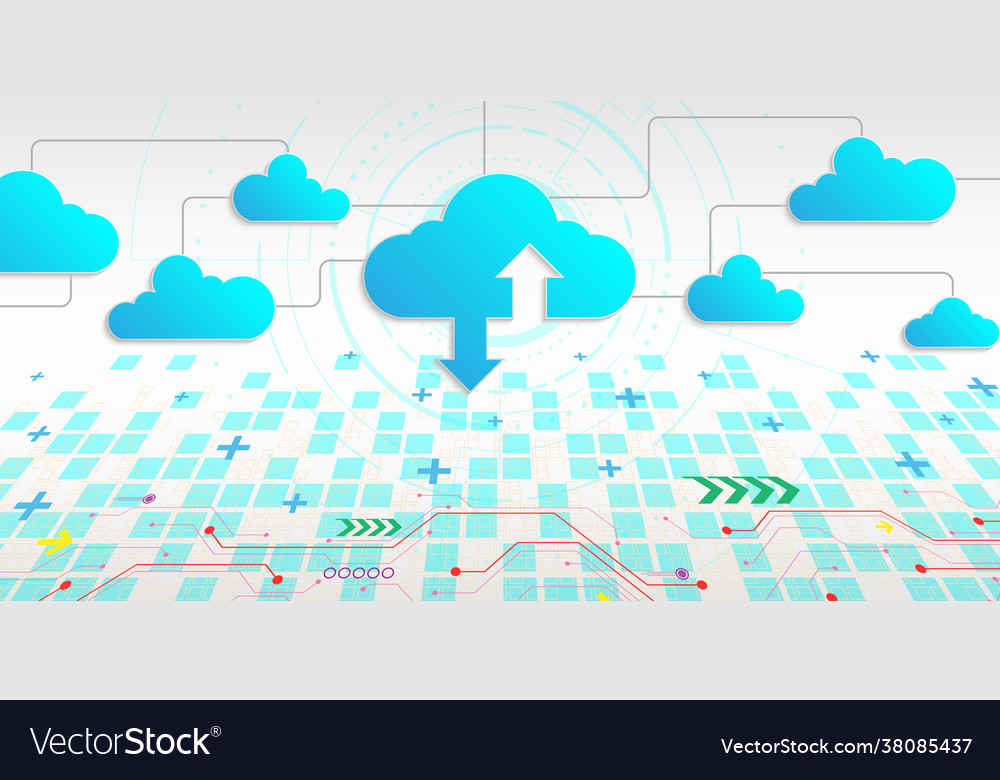 Cloud interface that shows data uploading Vector Image