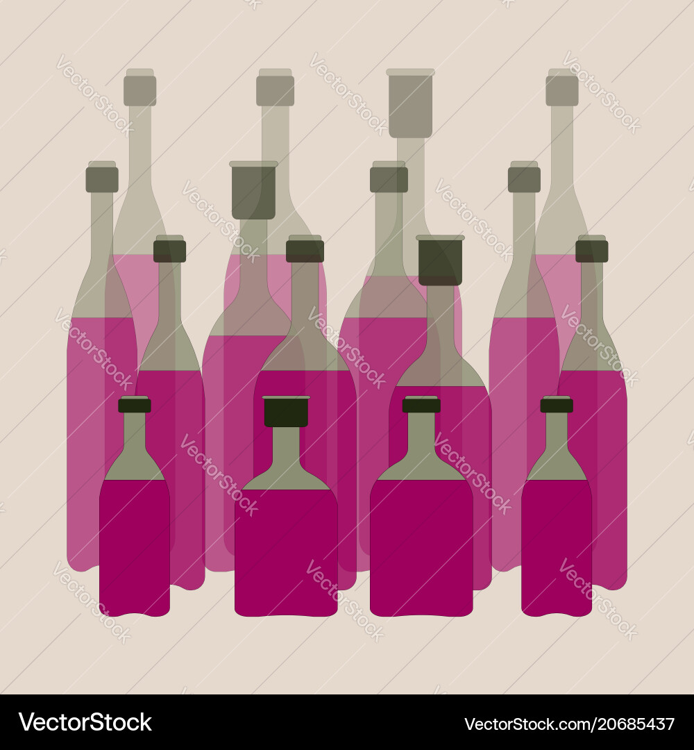 Collection of glass bottles with drinks Royalty Free Vector