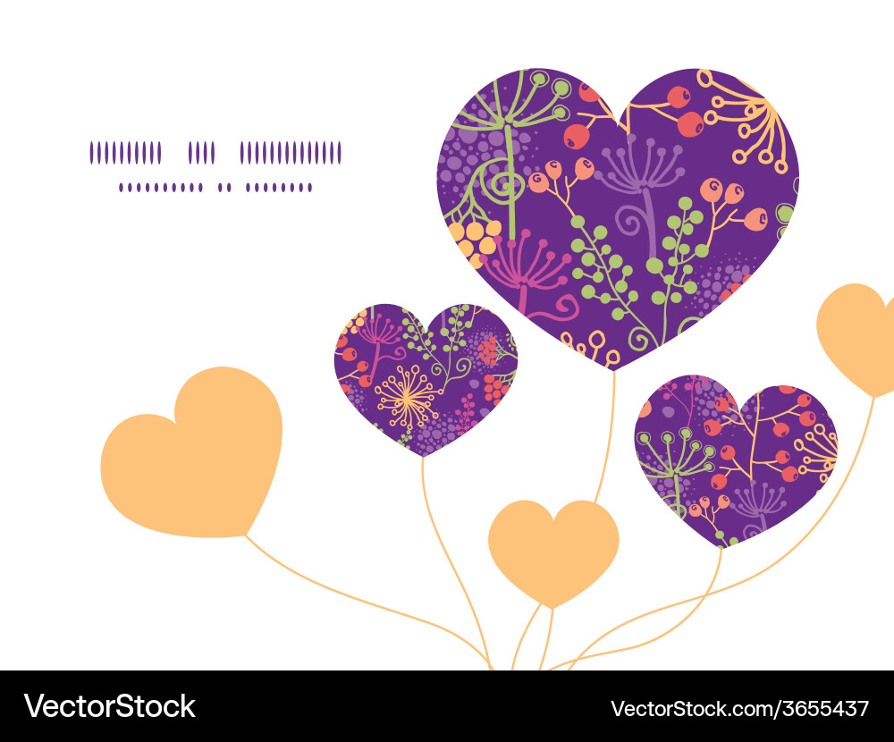 Colorful garden plants heart symbol frame pattern Vector Image