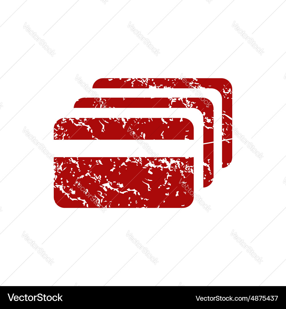 Credit card red grunge icon Royalty Free Vector Image