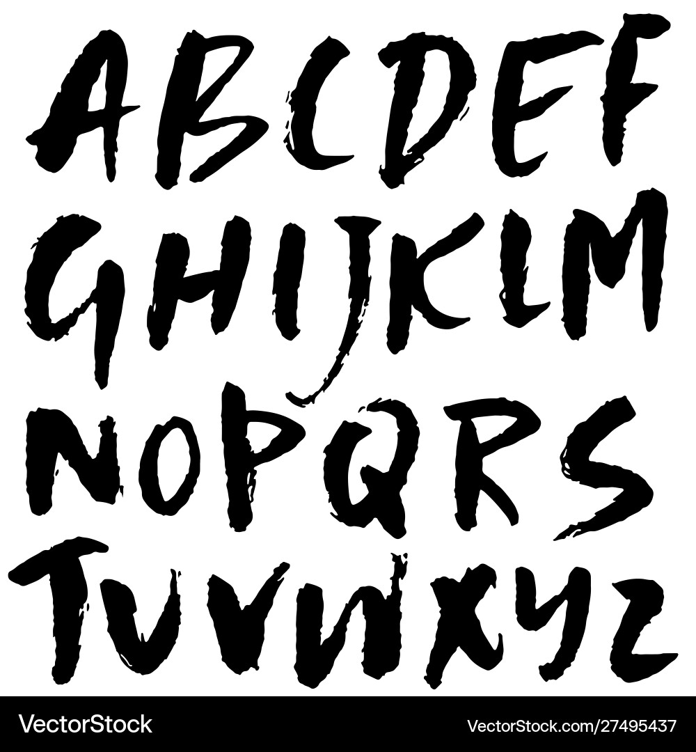 Hand drawn dry brush font modern lettering Vector Image