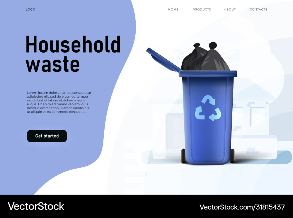 Household waste at garbage container landing Vector Image
