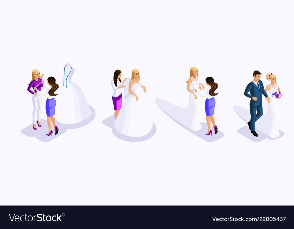 Isometry a man and woman at wedding the Royalty Free Vector Isometry a man and woman at wedding the Royalty Free Vector