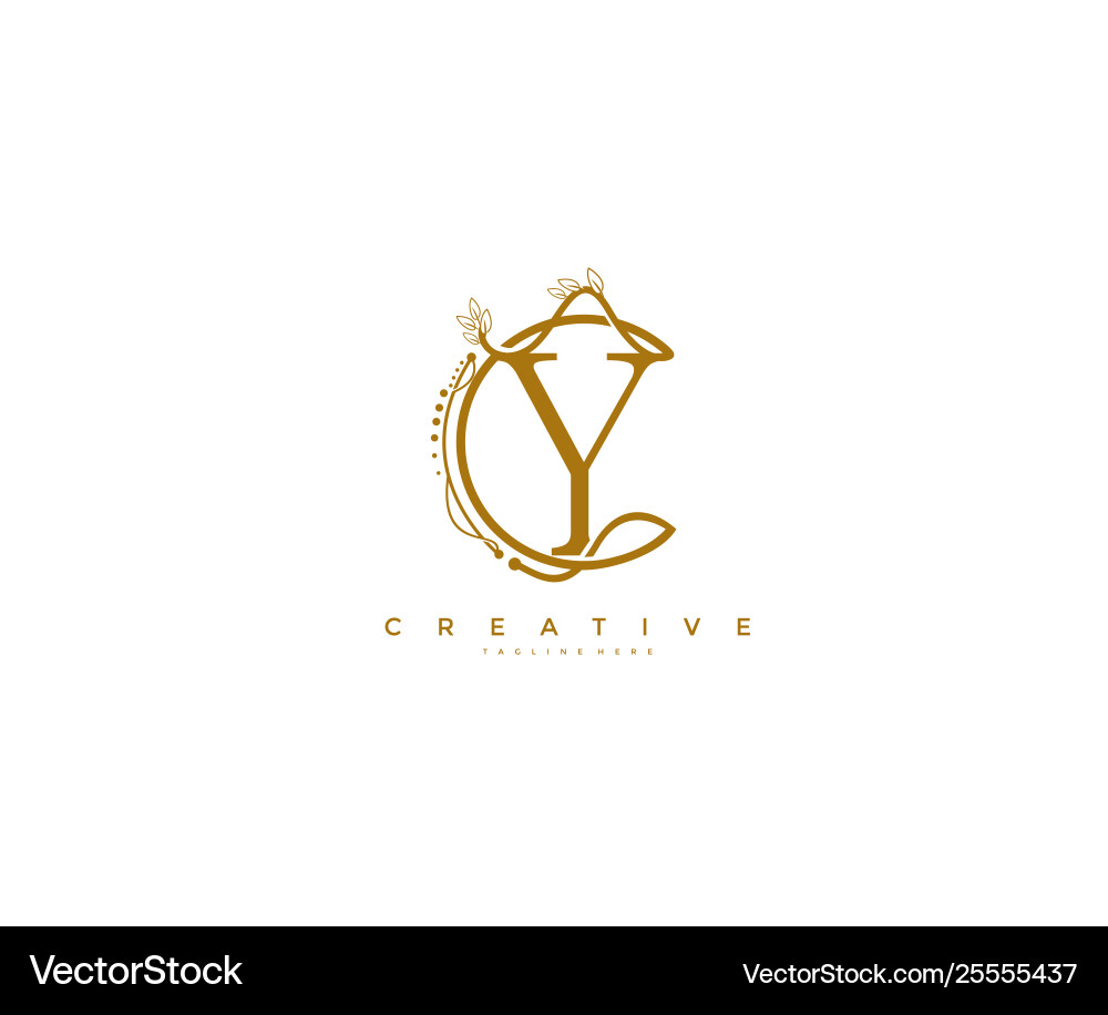 Letter y floral monogram rounded ornate elegant Vector Image