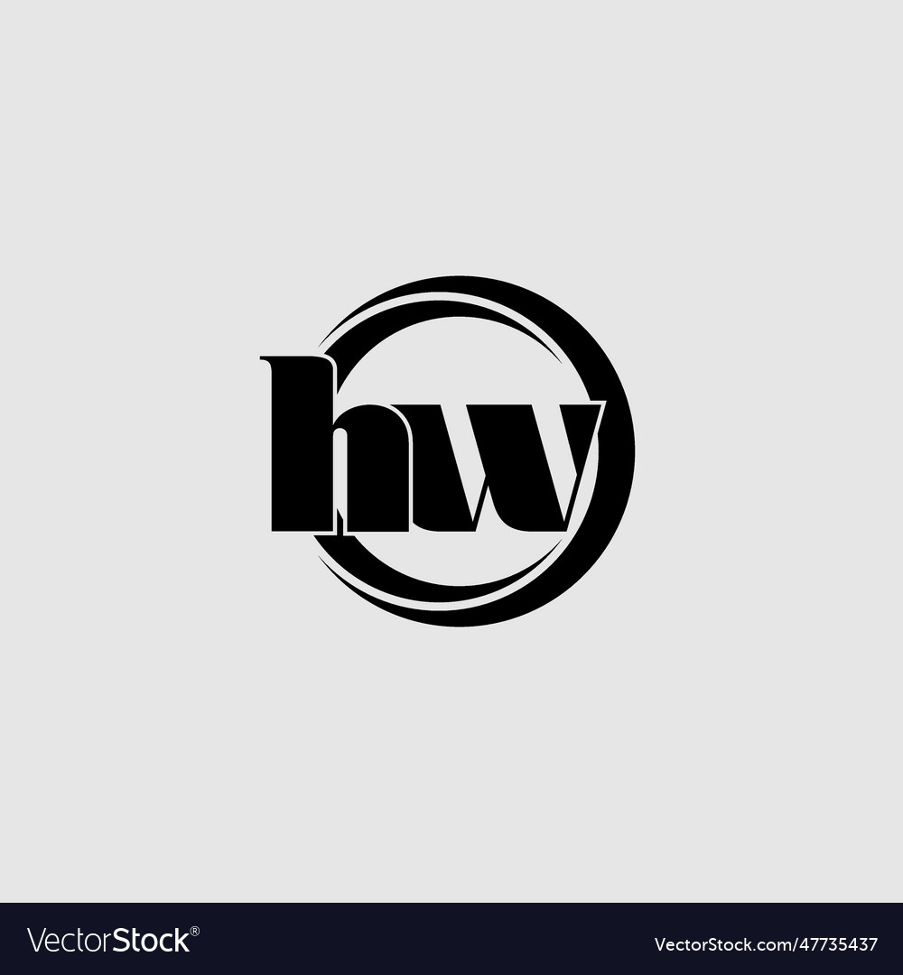 Letters hw simple circle linked line logo Vector Image