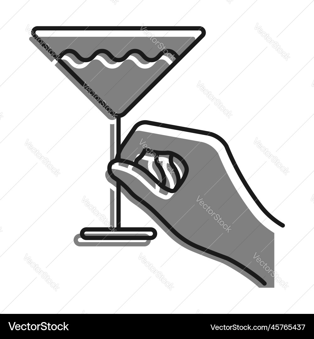 Linear icon female hand holding glass Royalty Free Vector