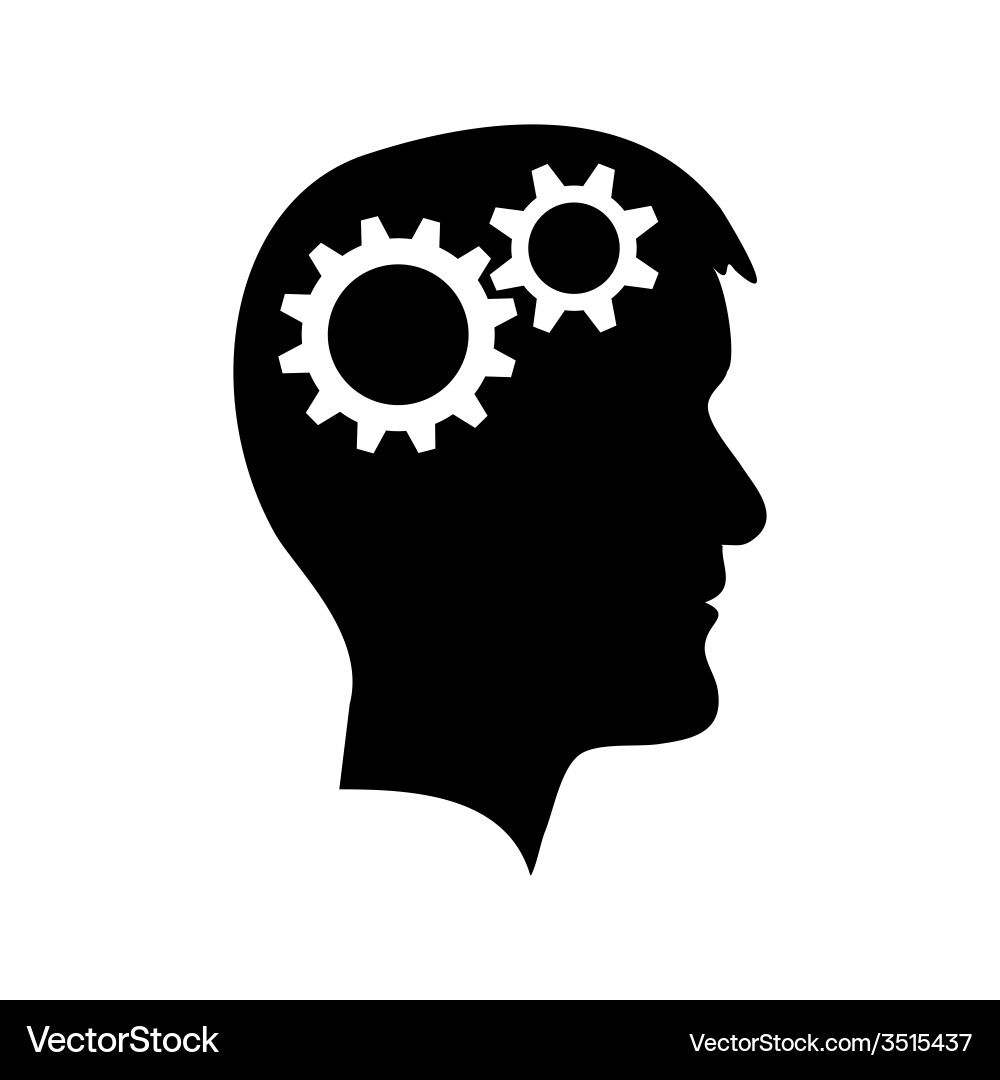 Man head with gear wheel Royalty Free Vector Image