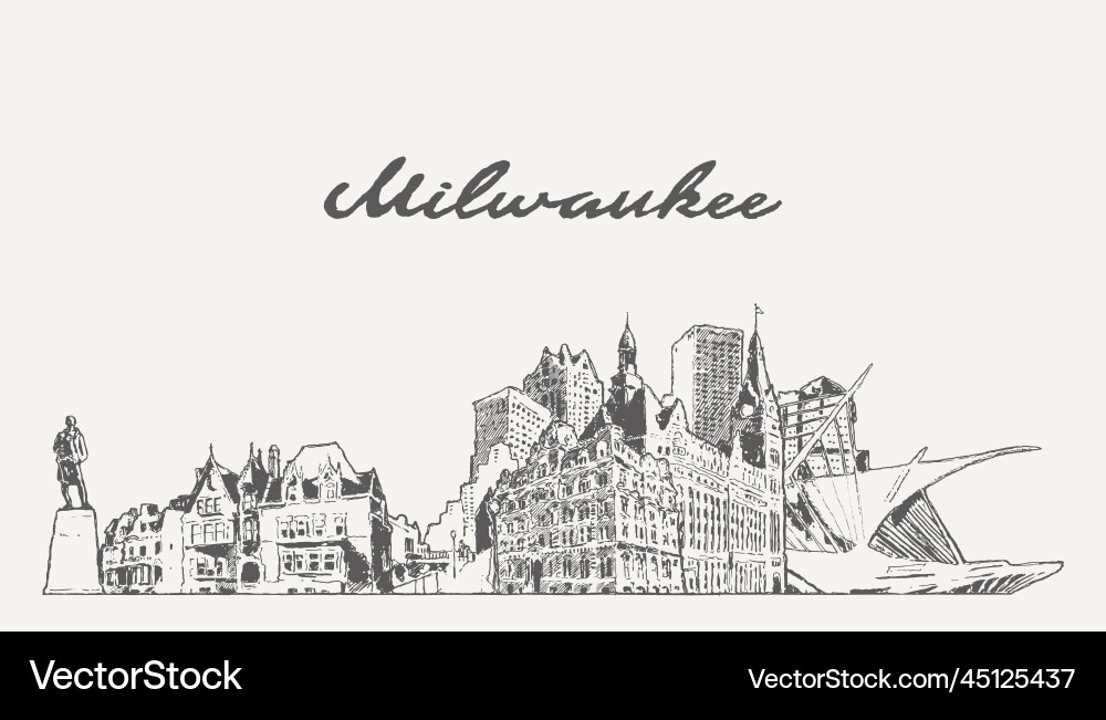 Milwaukee skyline wisconsin usa Royalty Free Vector Image