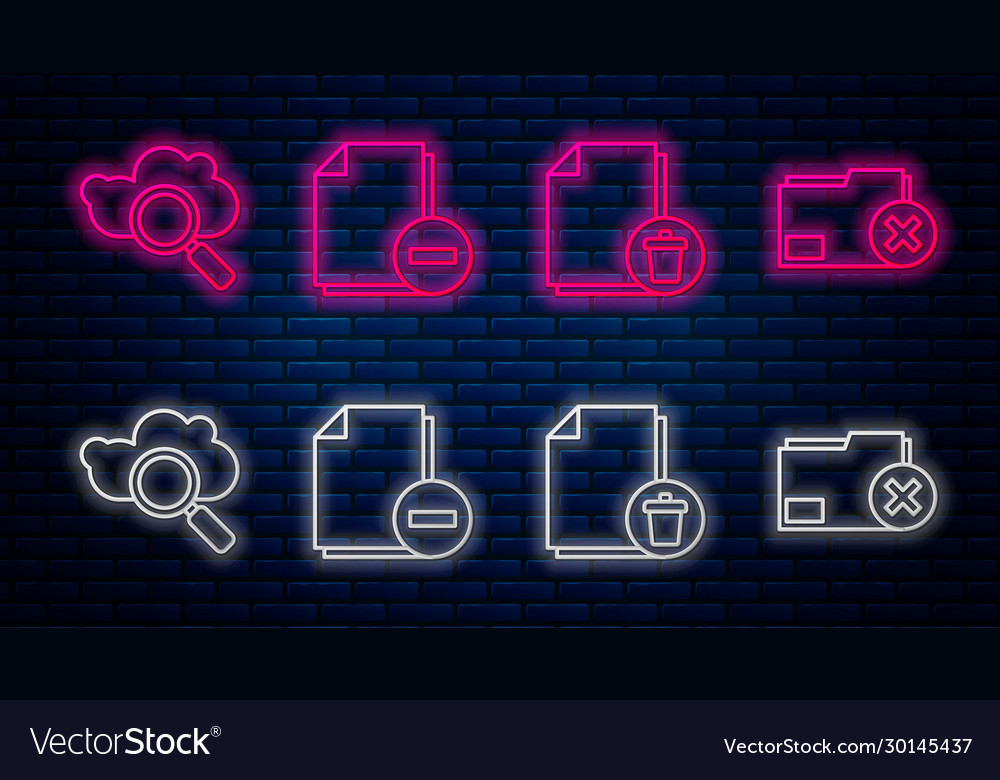 Set line document with minus delete file document Vector Image
