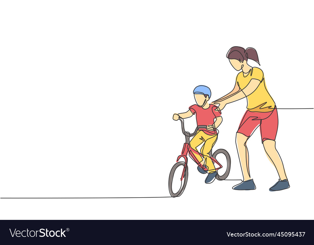 Single continuous line drawing of young kids boy Vector Image