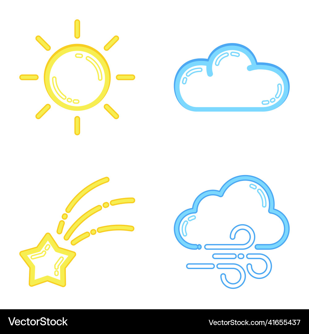 Weather color flat icon set isolated on white Vector Image