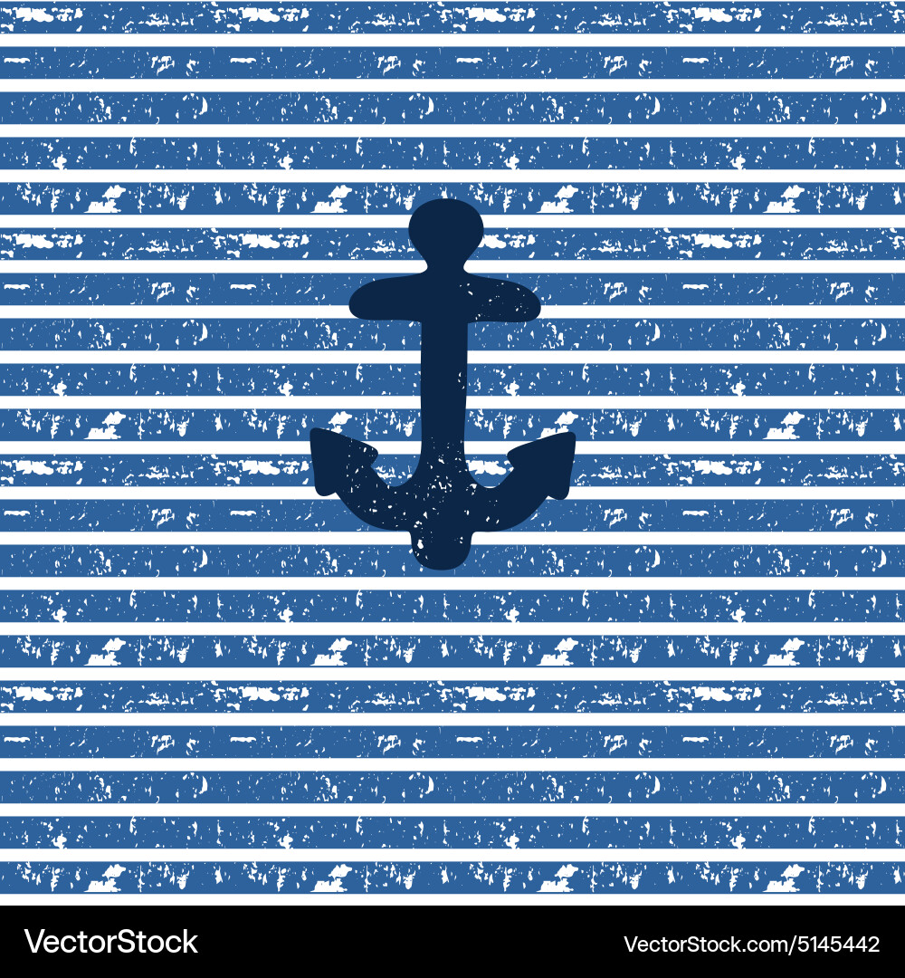 Blue anchor on seamless nautical striped Vector Image
