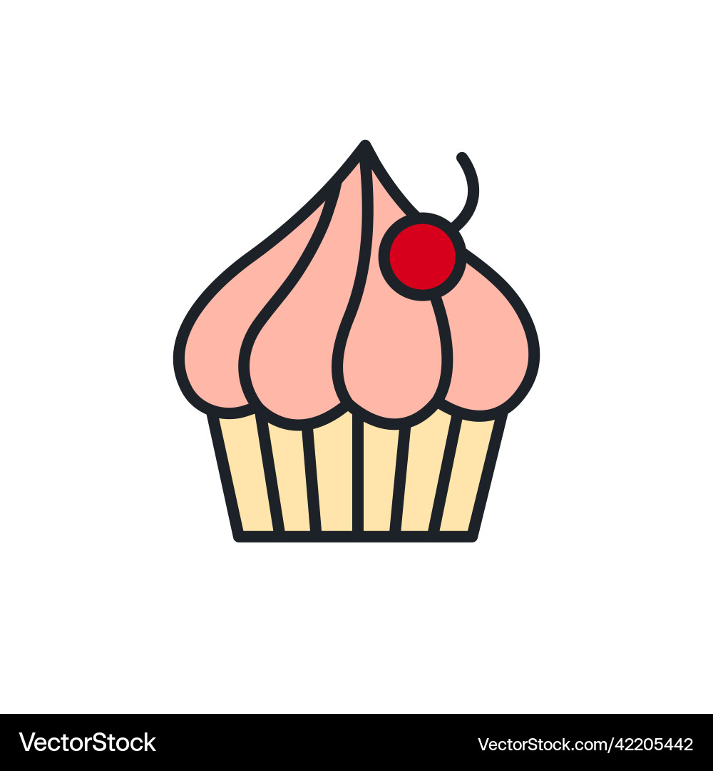Cupcake icon bakery and pastry isolated line Vector Image