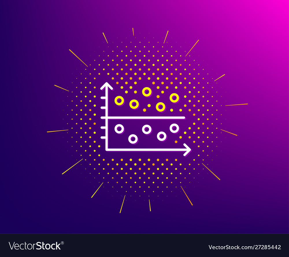 Dot plot graph line icon presentation chart sign Vector Image