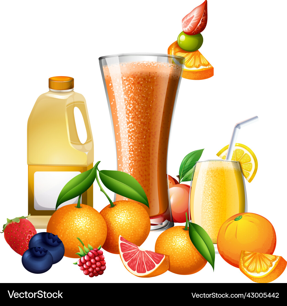 Mixed fruits juice and citrus Royalty Free Vector Image