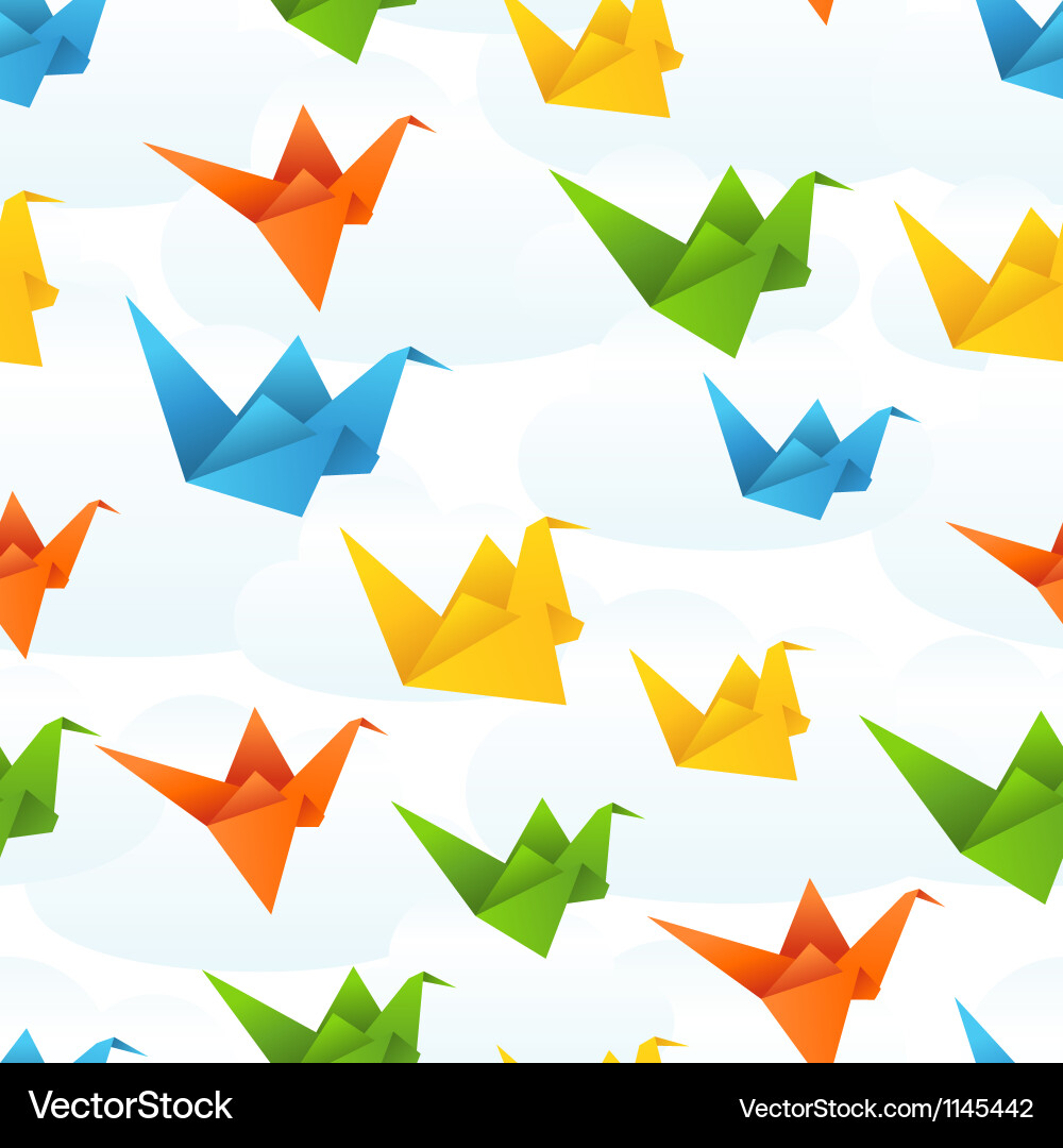 Origami Papier Vögel Flug abstrakt Hintergrund Vektorbild