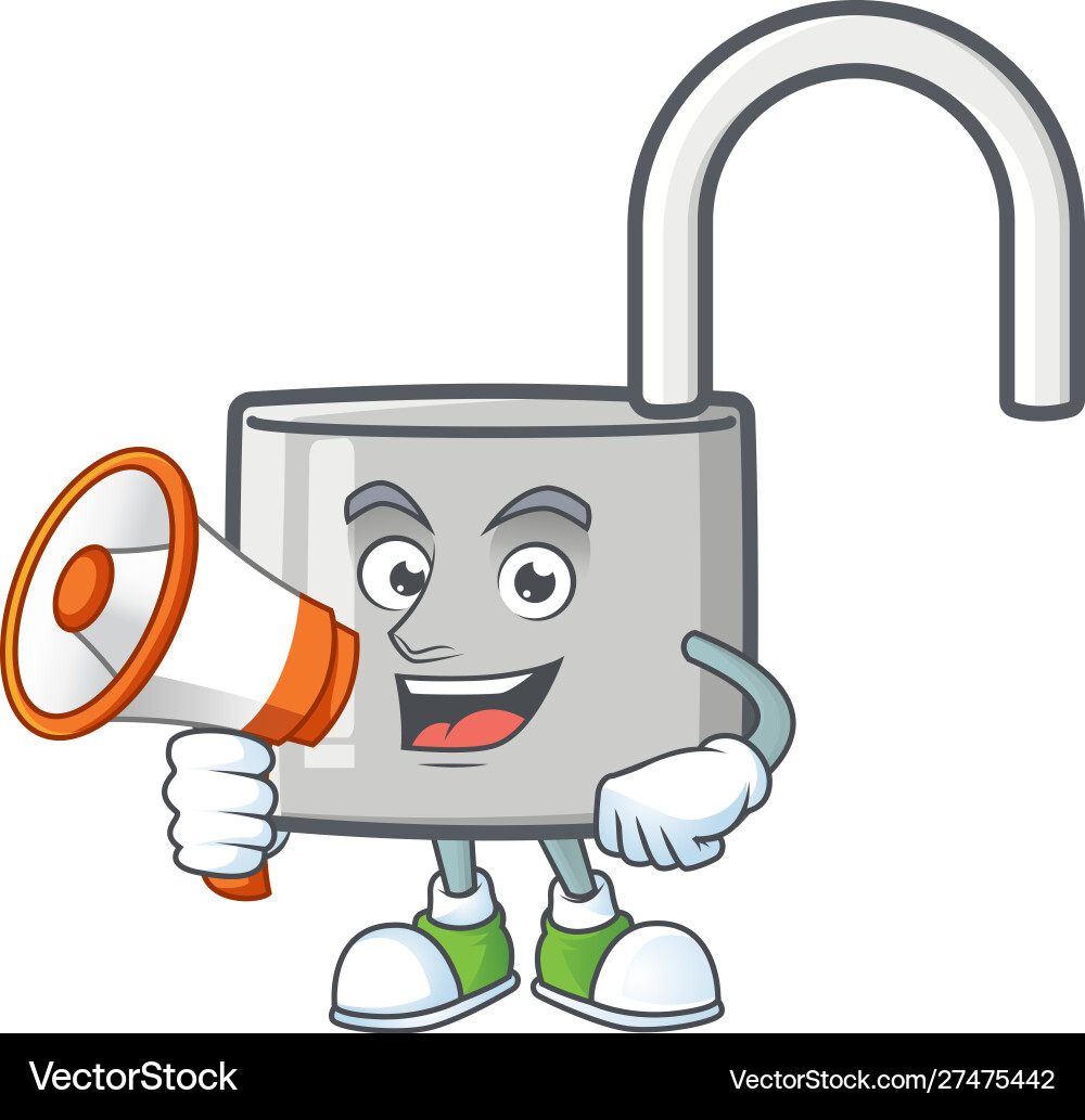 With megaphone unlock key cartoon character Vector Image