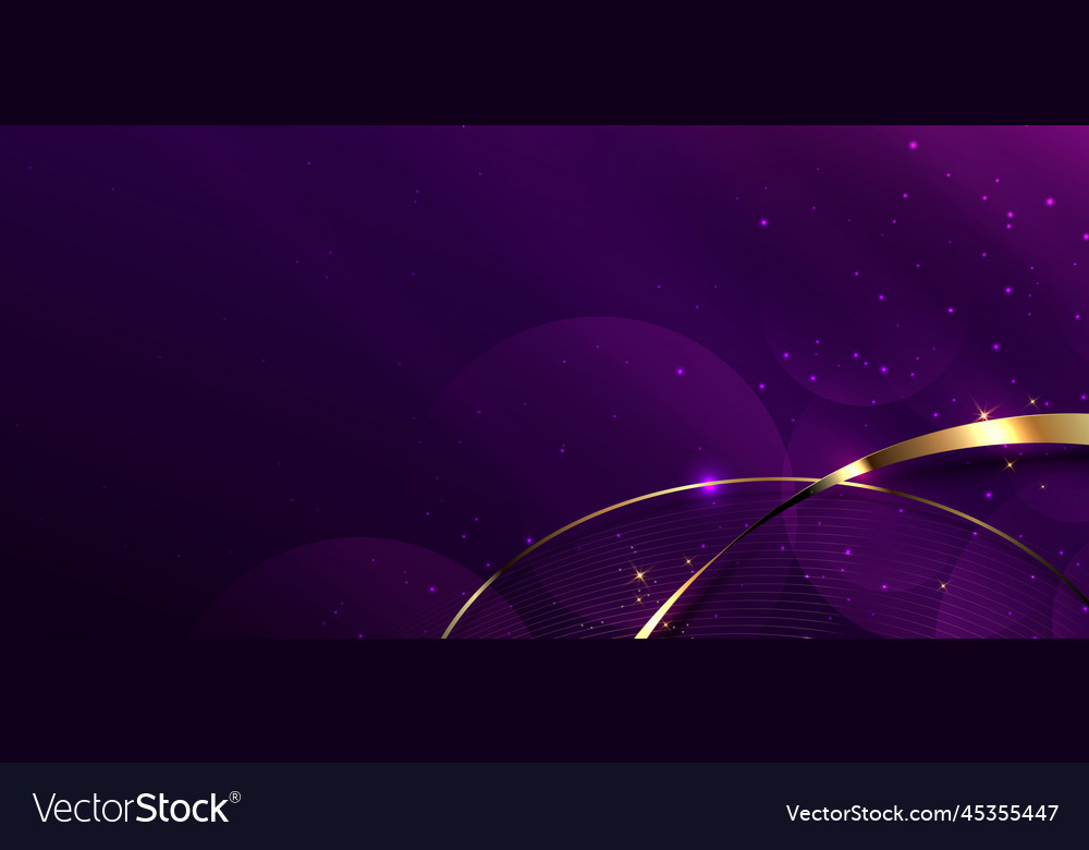 3d gold curved gold ribbon on purple background Vector Image 3d gold curved gold ribbon on purple background Vector Image