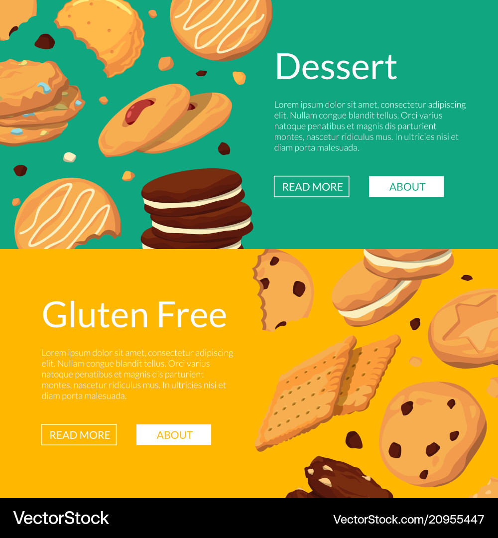 Banners with cartoon cookies Royalty Free Vector Image