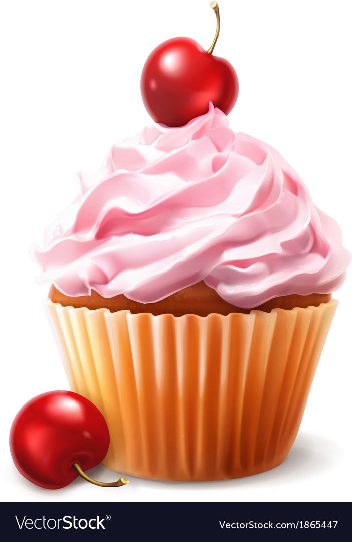 Cherry Cupcake Royalty Free Vector Image Vectorstock