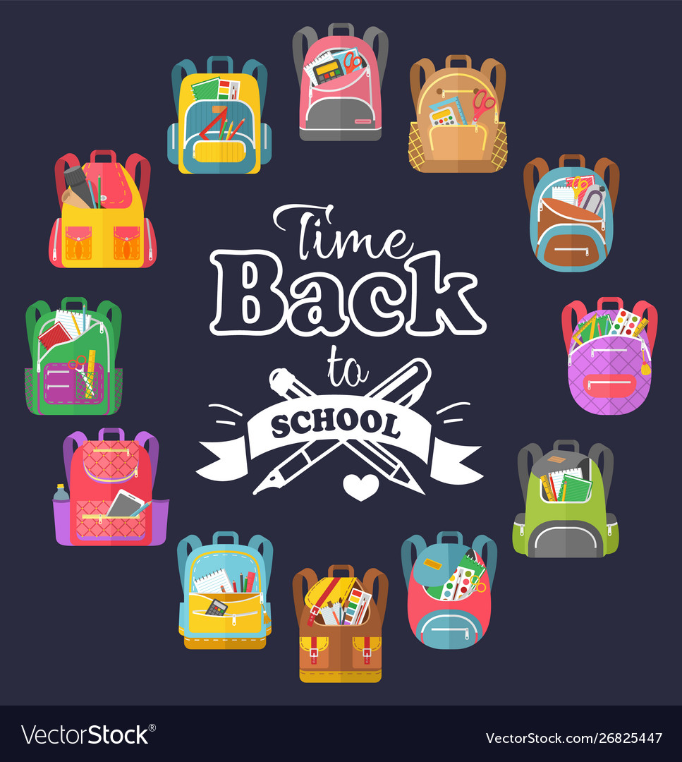 Colored school backpack back Royalty Free Vector Image