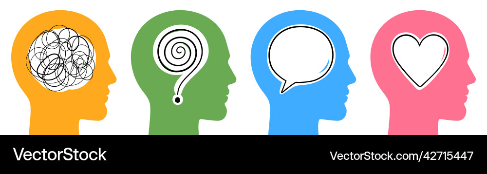 Colorful human head with different emotional Vector Image