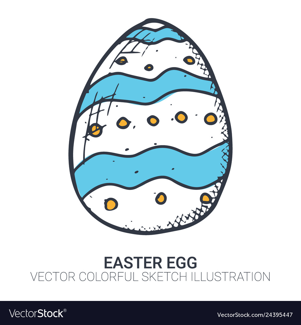 Easter egg in doodle style hand drawn Royalty Free Vector