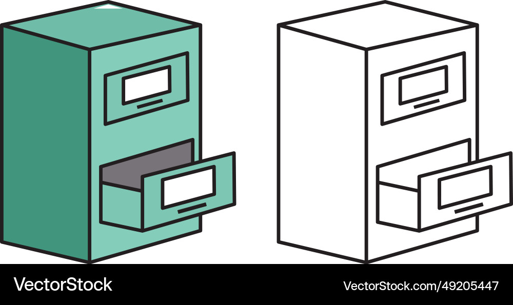 File cabinet outline with color image Royalty Free Vector