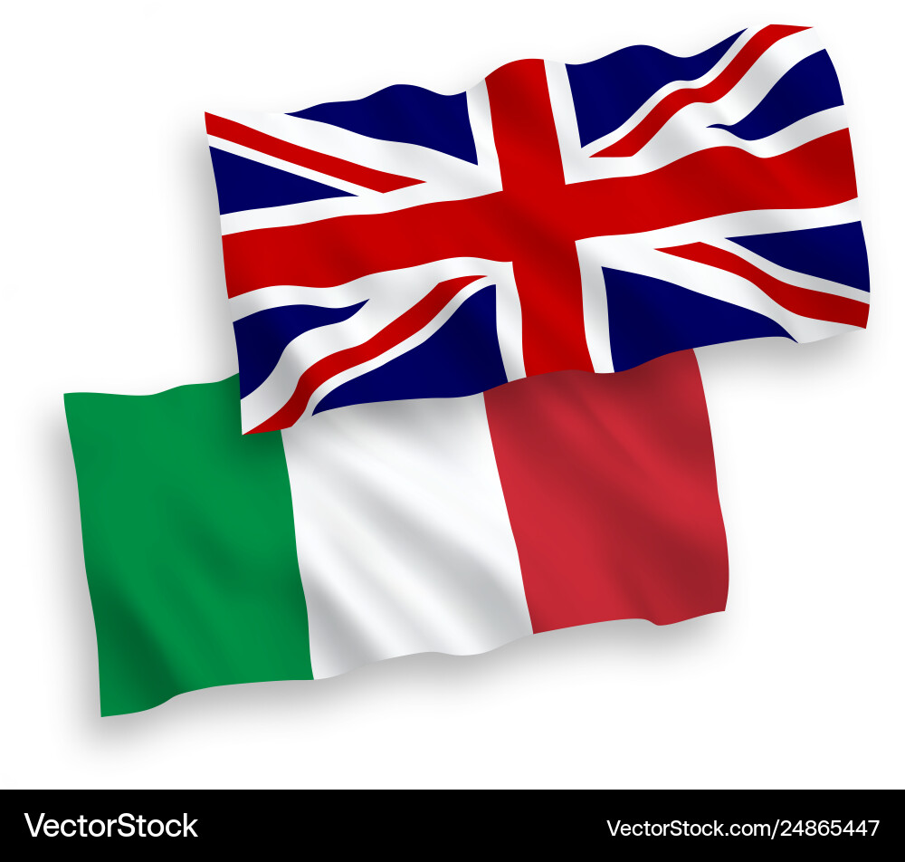 Flags italy and great britain on a white Vector Image