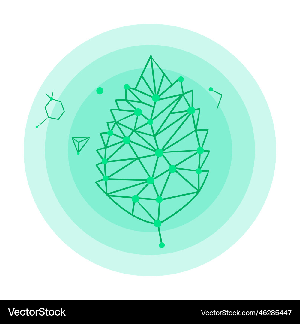 Icon of leaf hologram logo green leaf elements Vector Image