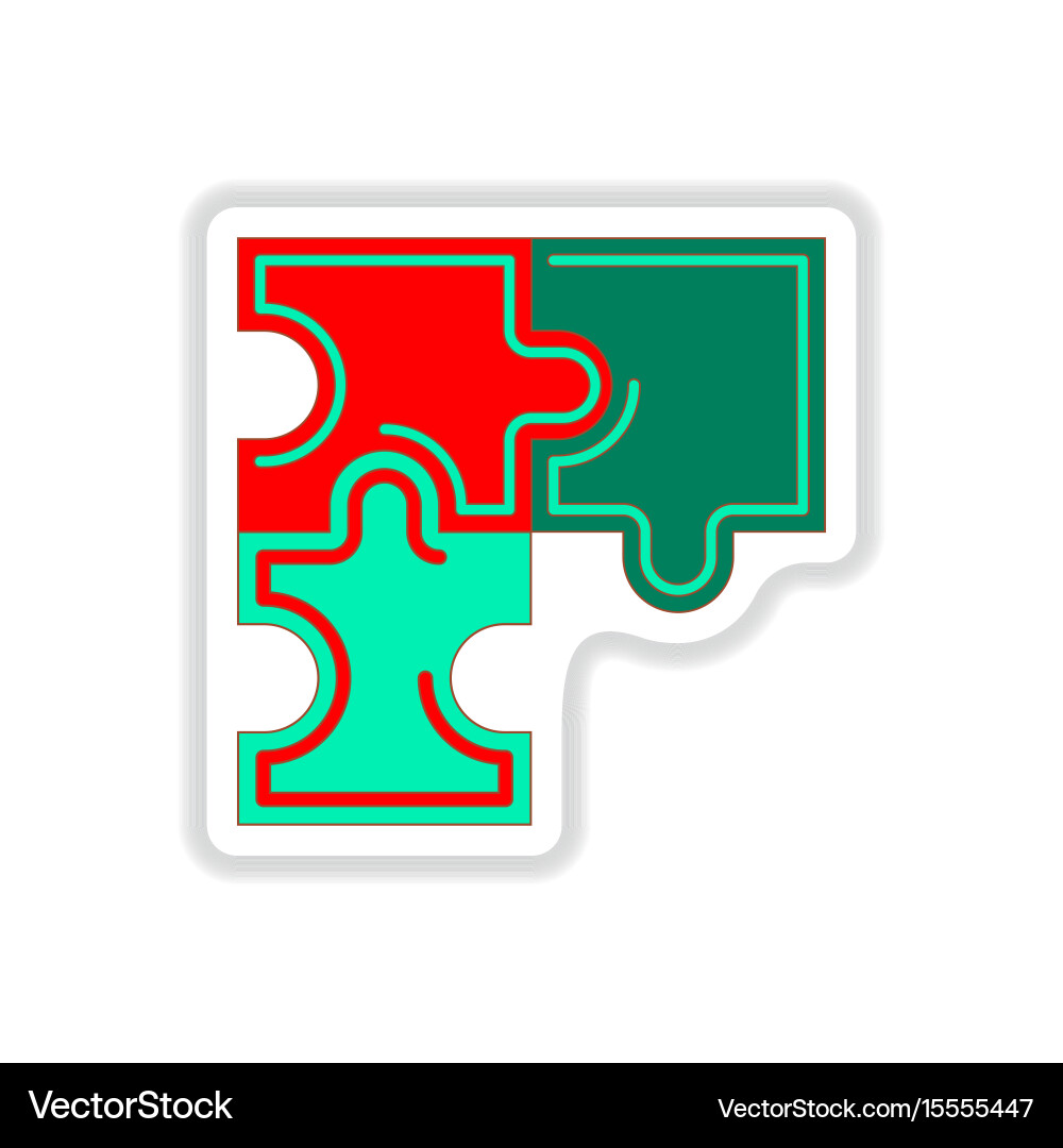 In paper sticker style puzzles Royalty Free Vector Image