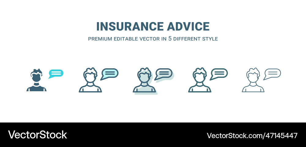 Insurance advice icon in 5 different style Vector Image