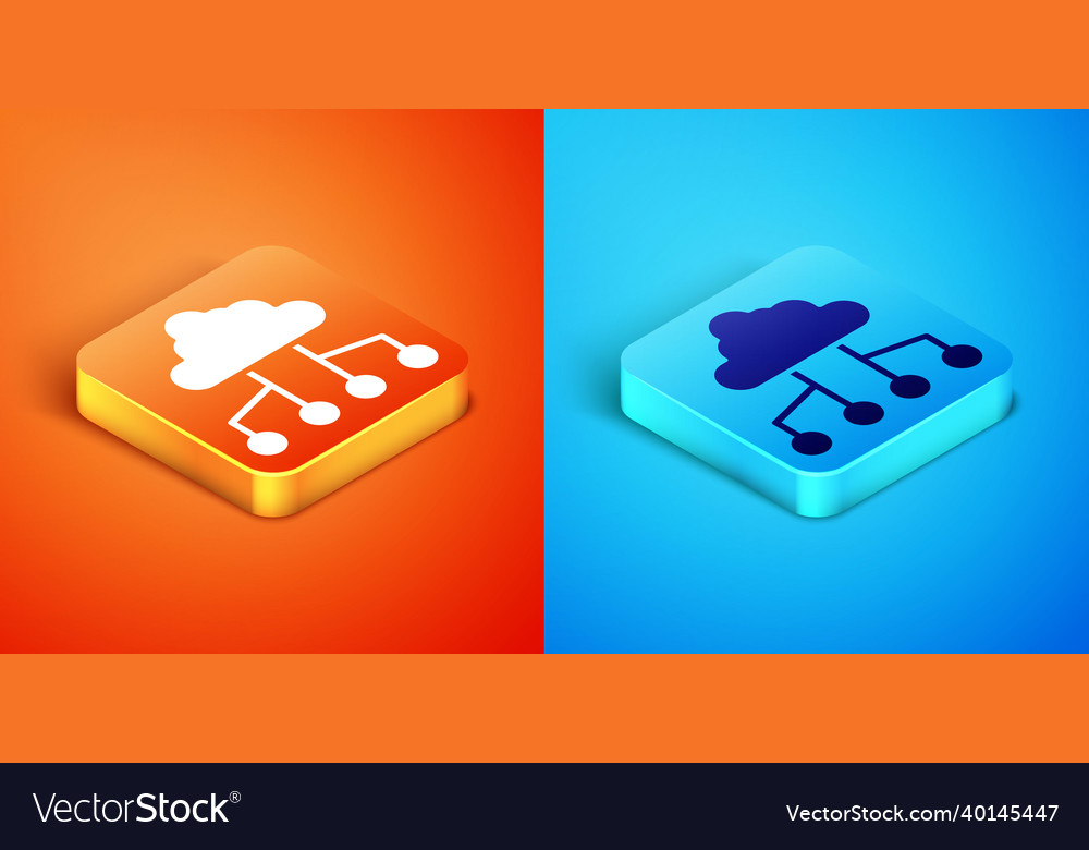 Isometric Network Cloud Connection Icon Isolated Vector Image