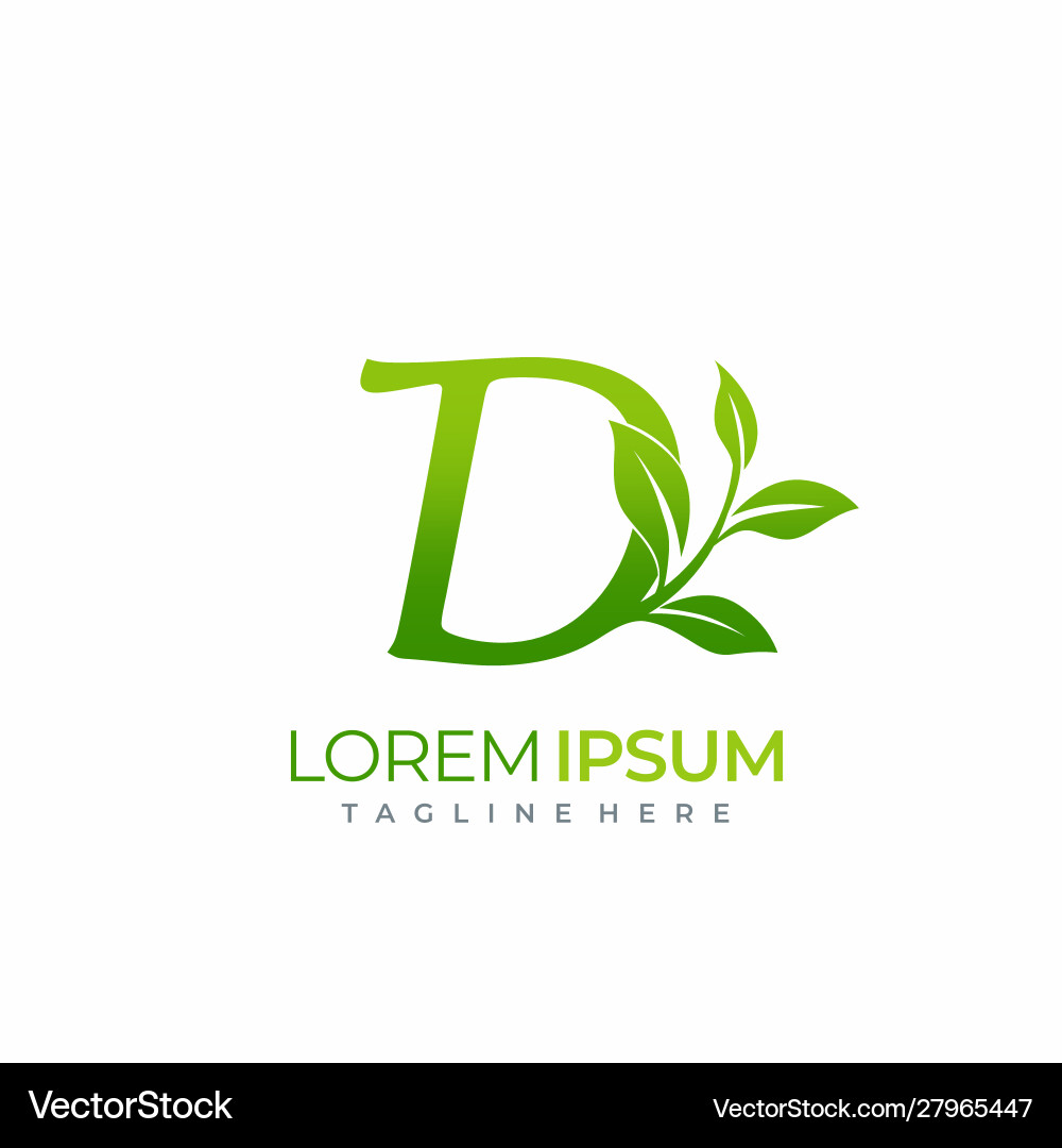 Letter d green plant leaf logo Royalty Free Vector Image