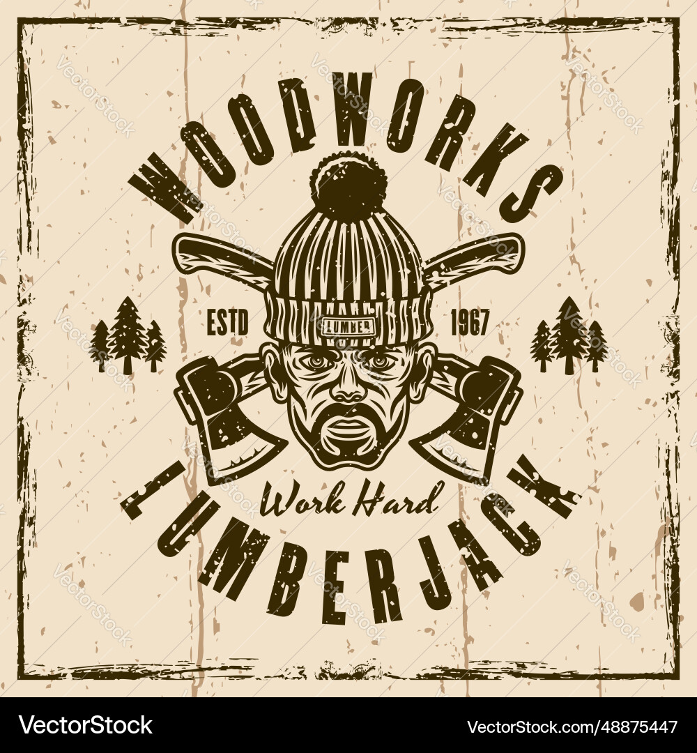 Lumberjack vintage emblem label badge Royalty Free Vector
