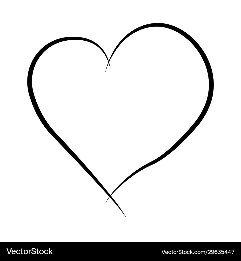 Outline hand drawn heart icon collection Vector Image
