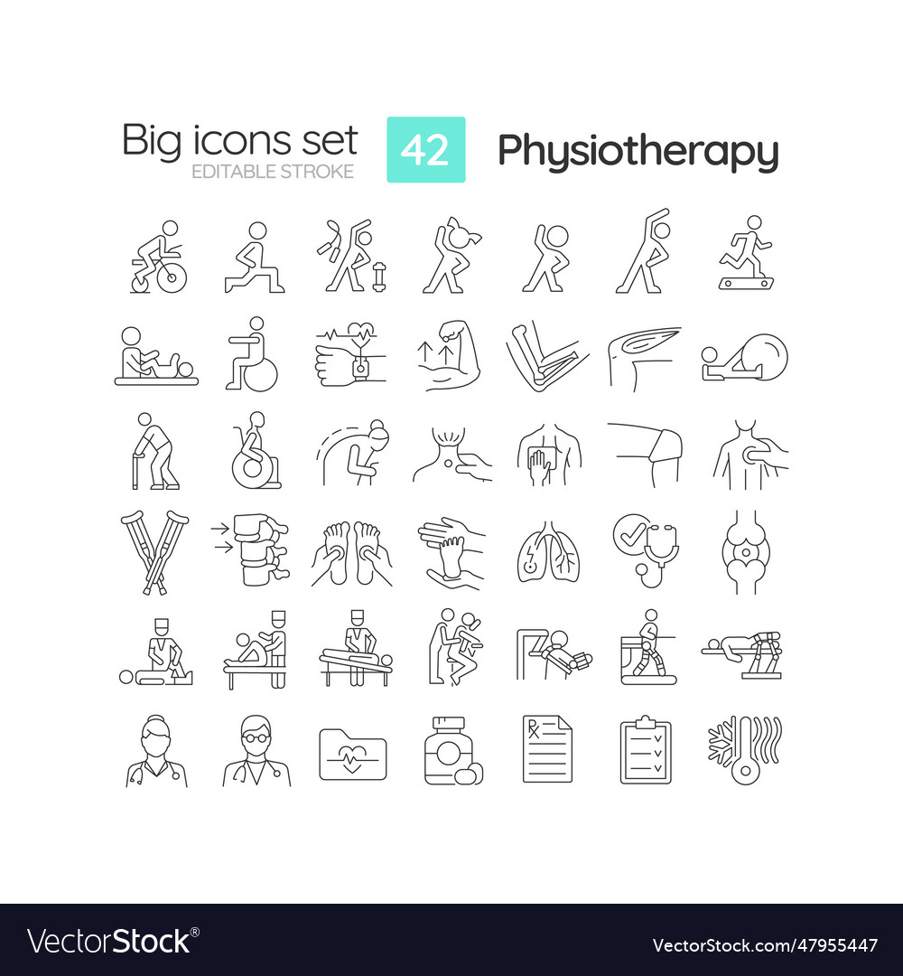 Physiotherapy Linear Icons Set Royalty Free Vector Image