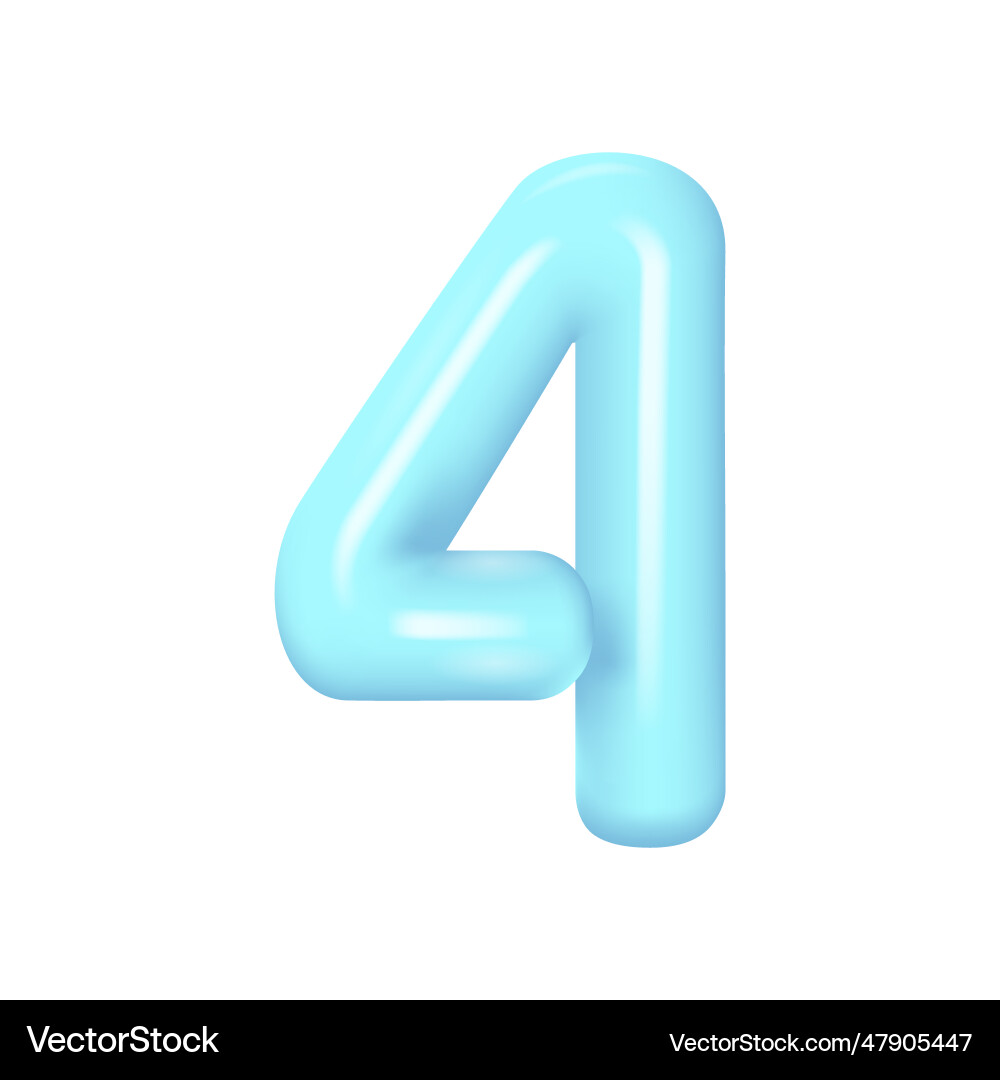 Plastic blue number 4 3d realistic volumetric Vector Image