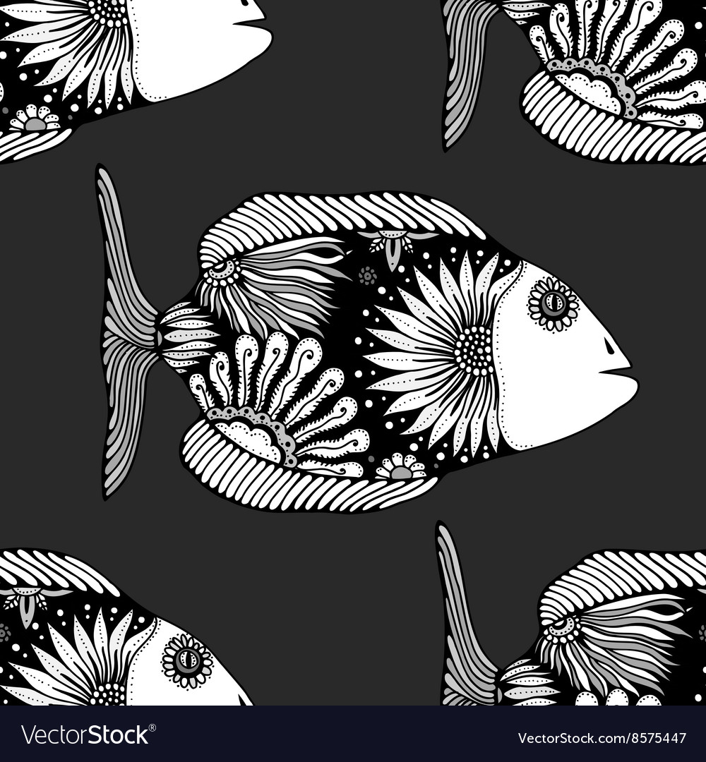 Seamless pattern fish Royalty Free Vector Image