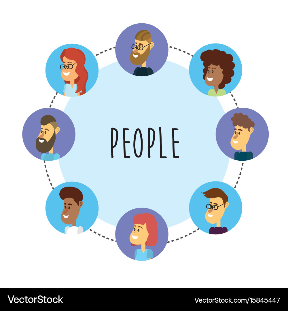 Set people face with hairstyle design Royalty Free Vector