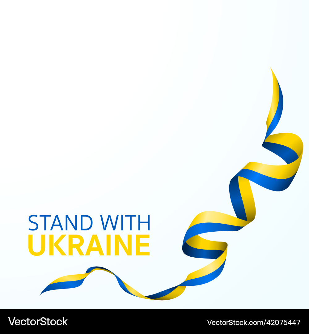 Stand with ukraine flag ribbon Royalty Free Vector Image